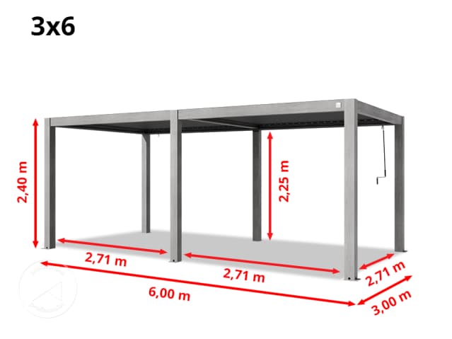 3x6m Pergola Deluxe, lamelowa, szaroperłowy - profinamiot.pl