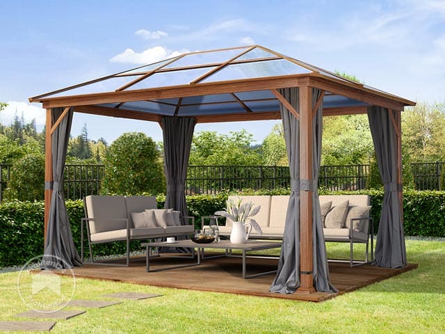 Tuinpaviljoen Hardtop Forest Deluxe loft grey, 3x4 m, met eikenhoutlook ...