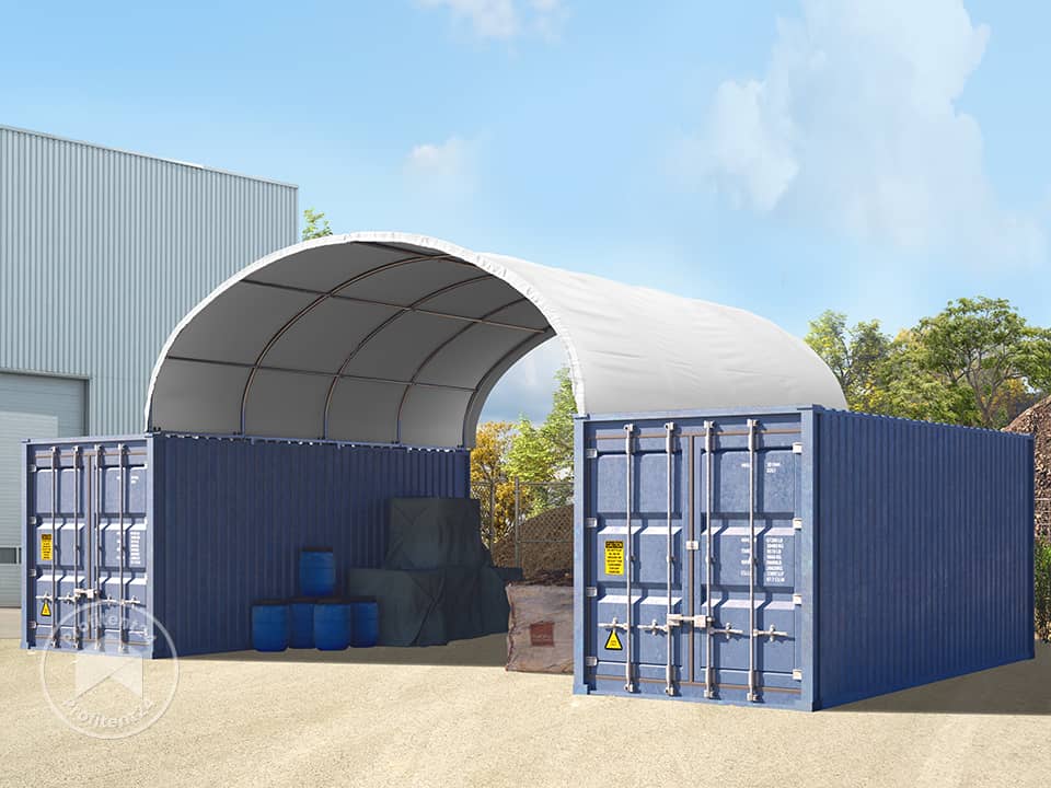 Container overkapping 6x6 m, PE 1400 wit - profitent24.nl