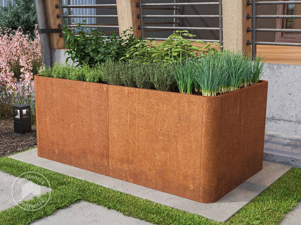 Moestuinbak 146x80 cm, roest look, 80 cm hoog (GFPV00827) | Profitent24