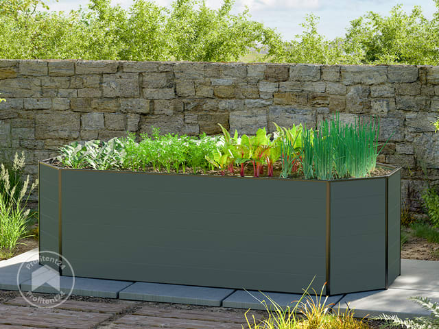 Moestuinbak 167x119 cm, antraciet, 77 cm hoog (GFPV00593) | Profitent24