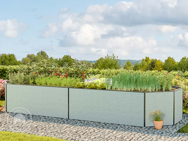 Moestuinbak 451x119 cm, aluminium, 77 cm hoog (GFPV00619) | Profitent24