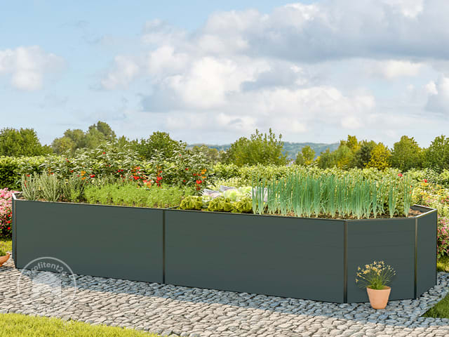 Moestuinbak 299x119 cm, antraciet, 77 cm hoog (GFPV00609) | Profitent24