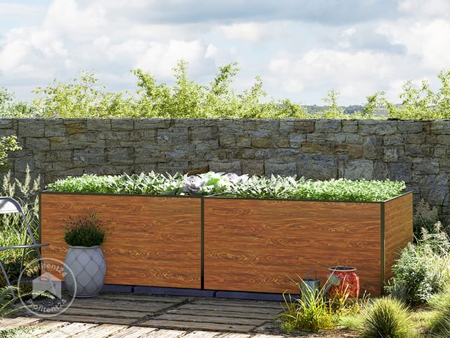 Moestuinbak 297x150 cm, laklaag met houtoptiek, 77 cm hoog (GFPV00382 ...