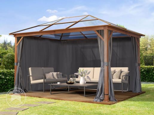 Tuinpaviljoen Hardtop Forest Deluxe loft grey, 3x4 m, met eikenhoutlook ...