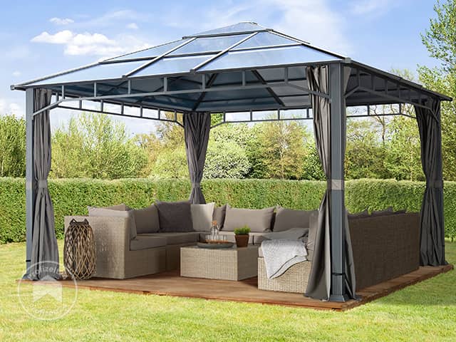 Gartenpavillon 4x4m Polycarbonat (Hardtop), 4 Seitenteile (300170 ...