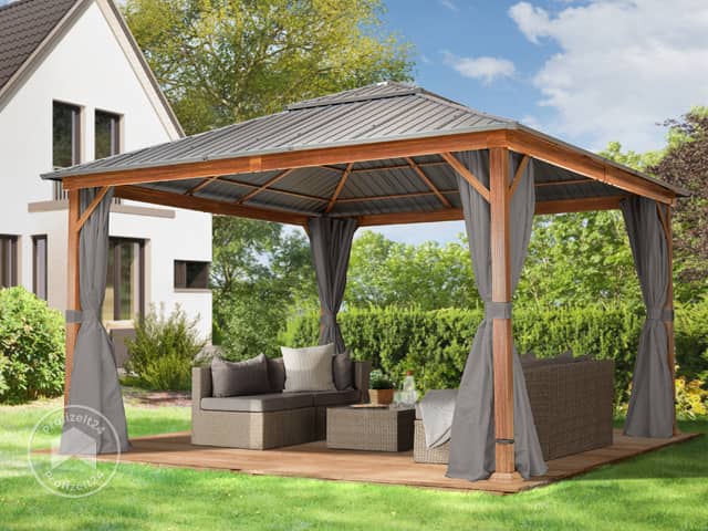 Gartenpavillon 4x4m Stahl (Hardtop), 4 Seitenteile (300187) | Profizelt24
