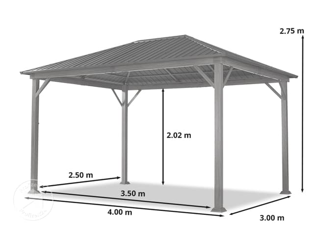 Toolport Stahldach Gartenpavillon 4x4 M Hardtop Dach, Alu Pavillon ...