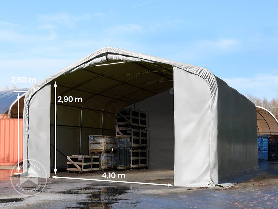 Ponyva csarnok, 6x6m, PVC ponyva, szürke, statikai megerősítéssel ...