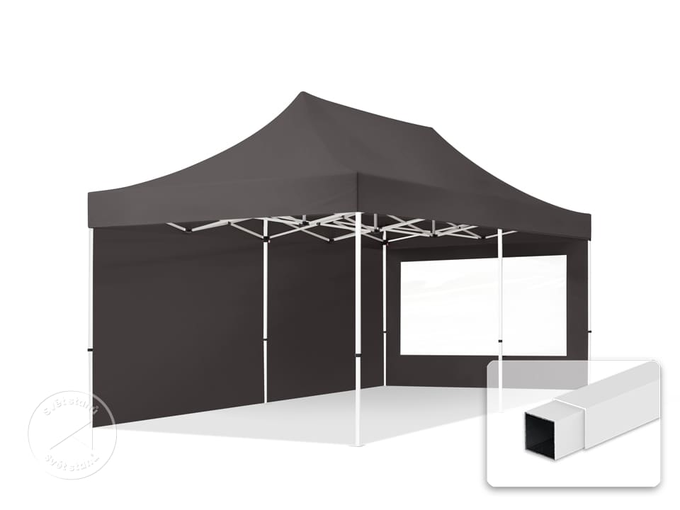 Nůžkový stan 3x6 m, ocel, vč. 2 bočnic tmavě šedá - svetstanu.cz
