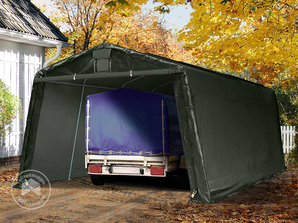 Teltatalli 3,3 x 6,2, , tummanvihreä (8055) | Telttakauppa