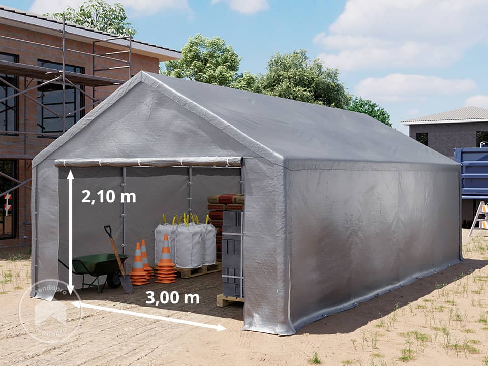 Tenda capannone 4x8m, Telo in PEC, grigio - tendapro.it