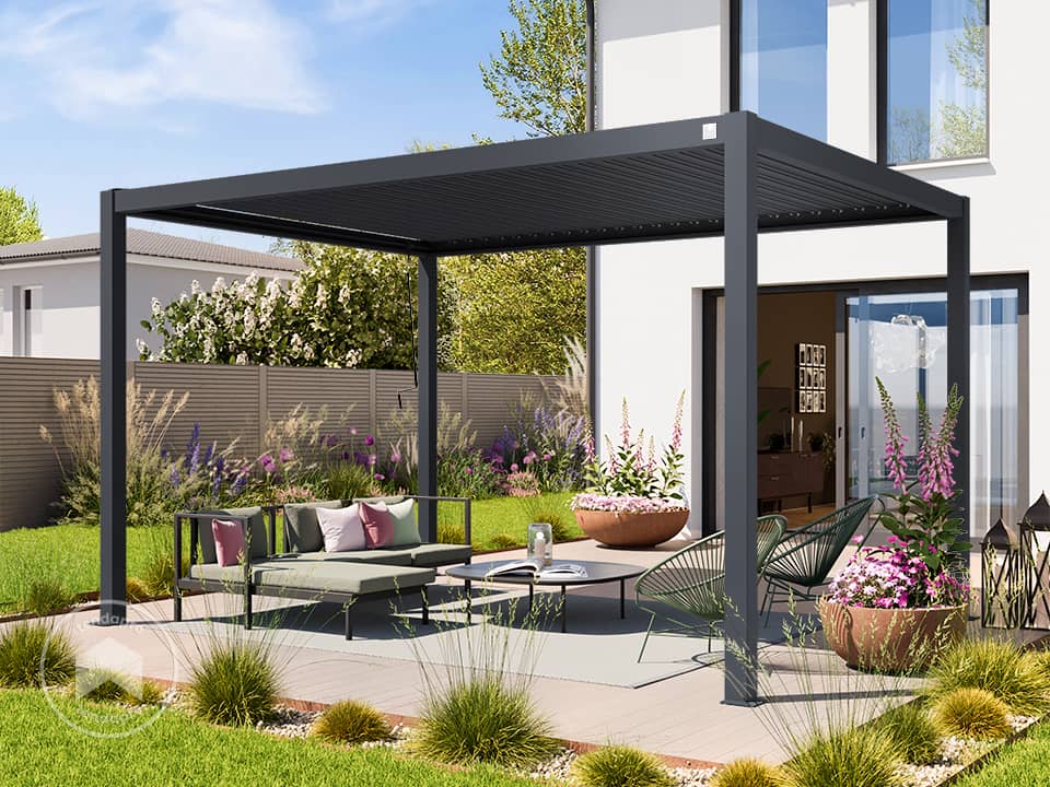 Pergola 3x4 m con tetto a lamelle, alluminio (400123) | Tendapro