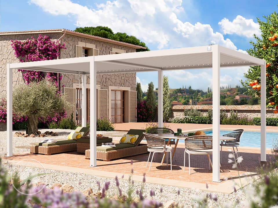 Pergola 3x5.82 m con tetto a lamelle, alluminio (400111) | Tendapro